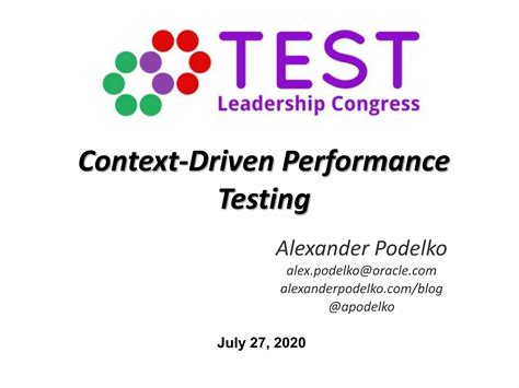 Context Driven Performance Testing Ppt