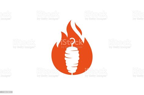창조적 인 추상 케밥 고기 화재 로고 디자인 기호 벡터 일러스트 0명에 대한 스톡 벡터 아트 및 기타 이미지 0명 고기 굽기 Istock