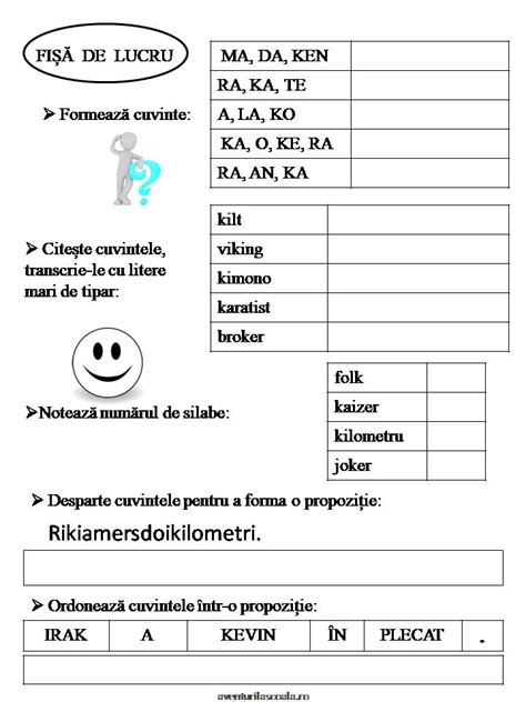 Litera K Fisa De Citire Fise De Lucru Clasa Pregatitoare
