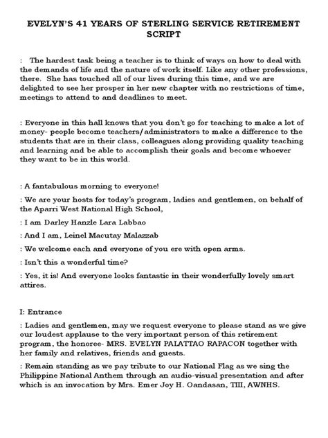 Retirement Script Pdf