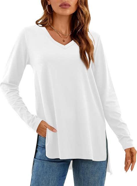 Dittyandvibe Womens Long Sleeve Tee Shirts V Neck T Shirts Fall Cotton