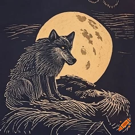 Howling Wolf Moon Drawing