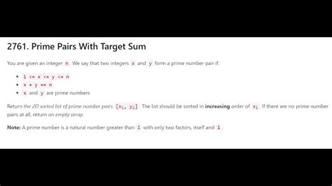 Weekly Contest 352 24 2761 Prime Pairs With Target Sum Python 中文詳解