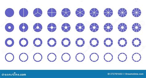 Circular Structure Chart Ring Graph Divided Into Pieces Blue Circle Section Template Stock