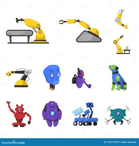 Vector Design Of Robot And Factory Symbol Collection Of Robot And Space Stock Symbol For Web