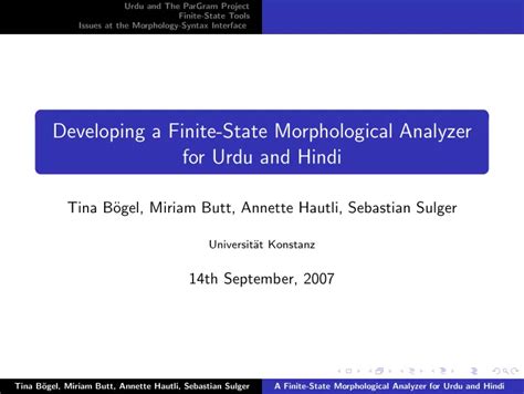 Ppt Developing A Finite State Morphological Analyzer For Urdu And