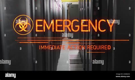 Image Of Emergency Text And Digital Data Processing Over Computer
