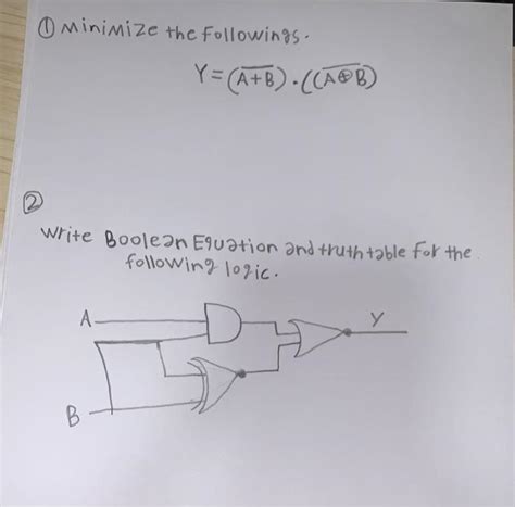 solved 1 minimize the followings y a b ⋅ a⊕b 2 write