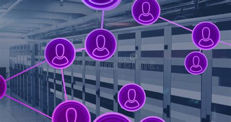 Image Of Network Of Digital People Icons And Computer Servers Stock Illustration Illustration