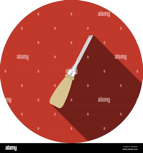 Chisel Icon Flat Circle Stencil Design With Long Shadow Vector