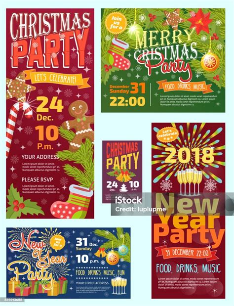 Noel Partisi Invintation Vektör Kartı Arka Plan Tasarım Şablonu Noel Xmas Tatil Kutlama Clipart