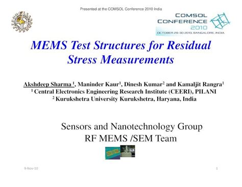 Pdf Mems Test Structures For Residual Stress Measurement Banglore