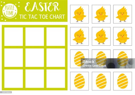 귀여운 닭고기와 달걀 벡터 부활절 틱 택 토 차트 전통적인 캐릭터와 휴일 보드 게임 놀이 필드 아이들을위한 재미있는 봄 인쇄 워크 시트 Noughts 및 교차 그리드 봄에