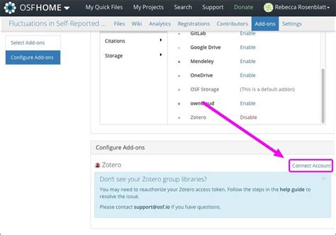 Connect Zotero To A Project OSF Support