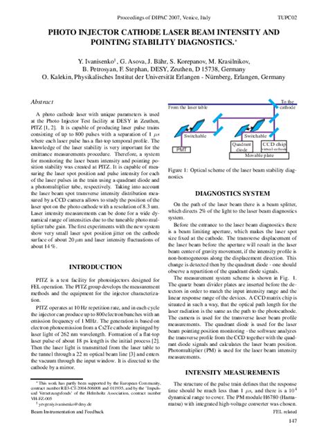 pdf photo injector cathode laser beam intensity and pointing