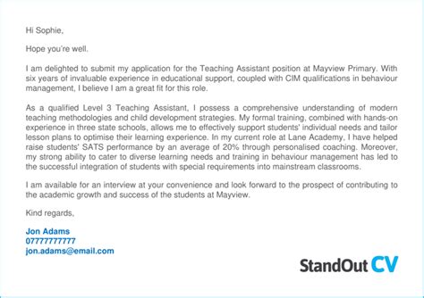 3 Teaching Assistant Cover Letter Examples Stand Out