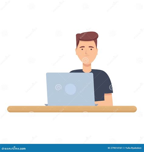 Desk Programming Icon Cartoon Vector Computer Project Stock Vector Illustration Of Robot