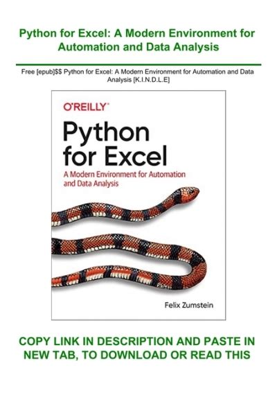 Free Epub Python For Excel A Modern Environment For Automation And Data Analysis K I N D L E