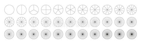 Pie Pizza Chart Template Segmented Charts From 1 To 33 Segments Many Number Of Sectors Divide