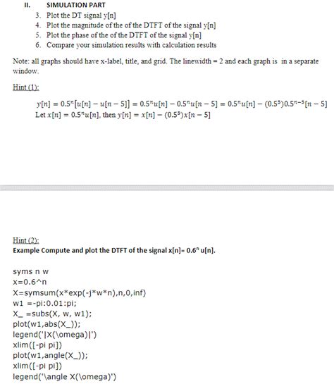 Solved II SIMULATION PART Plot The DT Signal Y N Chegg