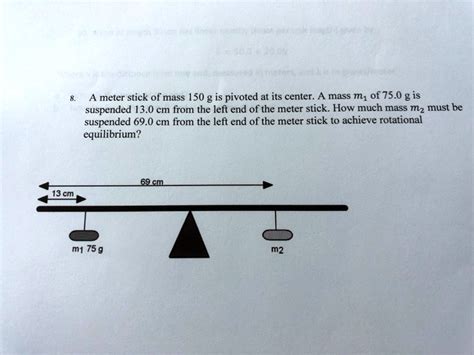 Solved A Meter Stick Of Mass 150 G Is Pivoted At Its Center A Mass M1