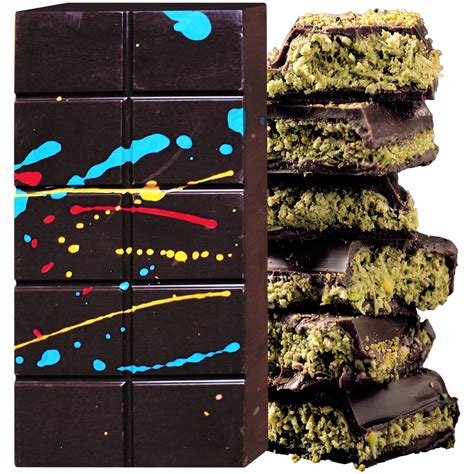 Dark Chocolate Dubai Crispy Knafeh Pistachio Bar 7oz Kunafa Chocolate