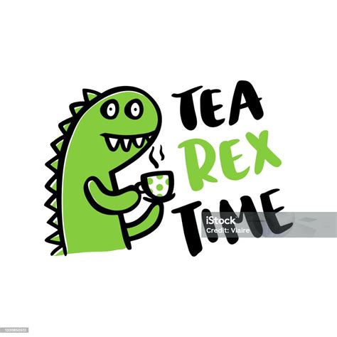 만화 비문 차 렉스 시간과 만화 작은 재미있는 공룡 카드 머그컵 브로셔 포스터 티셔츠 전화 케이스 등에 사용할 수 있습니다 벡터