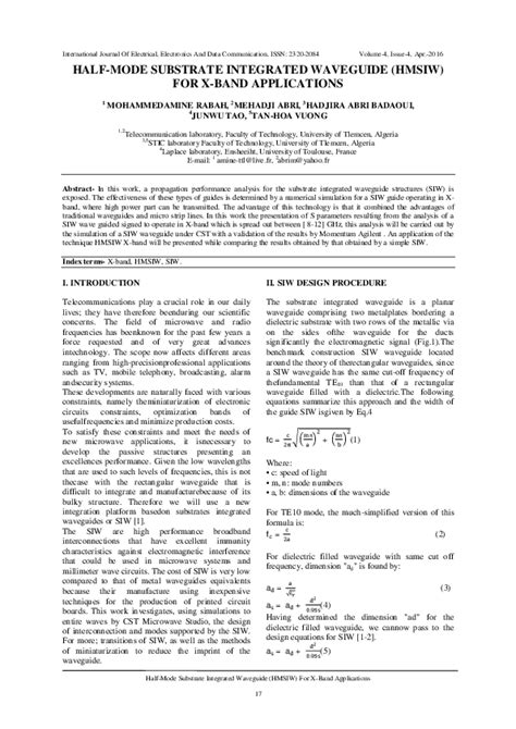Pdf Half Mode Substrate Integrated Waveguide Hmsiw For X Band Applications Half Mode