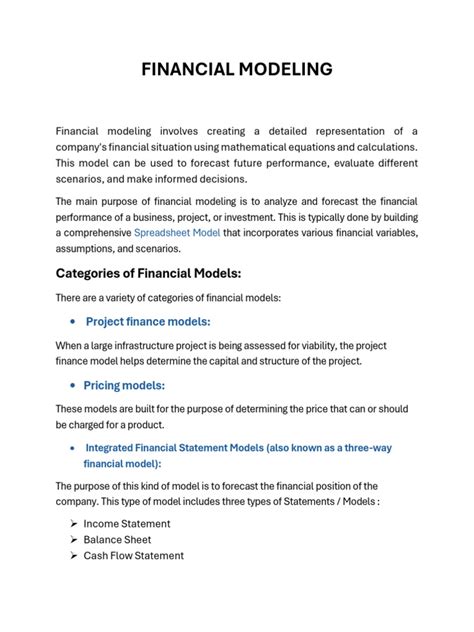 financial modeling pdf