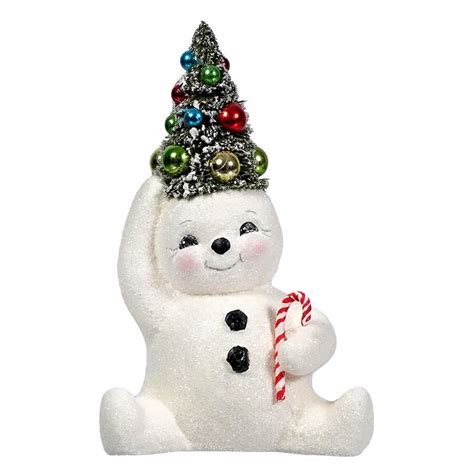 Retro Candy Cane Snowman With Tree By Bethany Lowe Designs Traditions