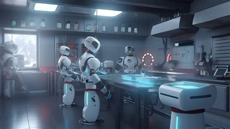Group of Robots Working in the High-tech Lab, Generative Ai Stock Image - Image of prepare ...