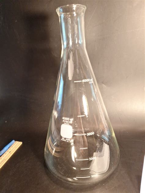 Pyrex 498 4000 Ml Erlenmeyer Flask Etsy