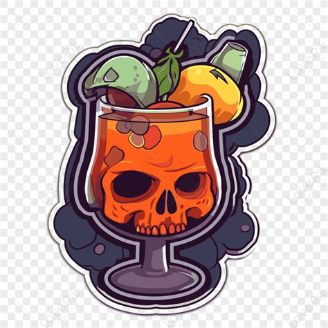 오렌지 클립 아트와 두개골 칵테일 스티커 벡터상표 Png 일러스트 무료 다운로드 Lovepik