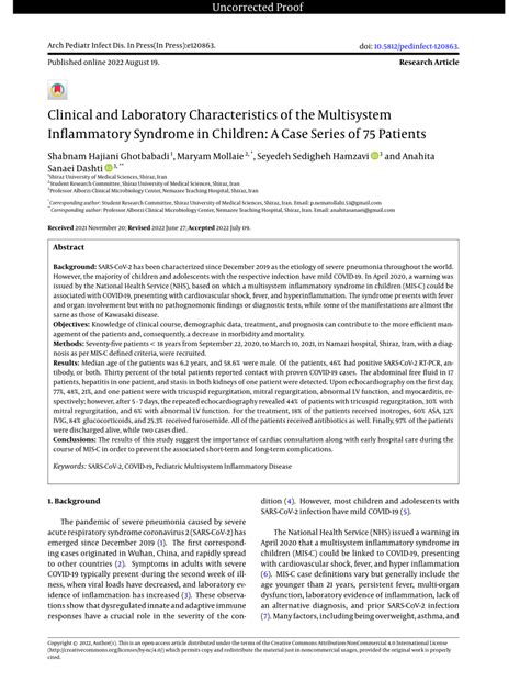 Pdf Clinical And Laboratory Characteristics Of The Multisystem
