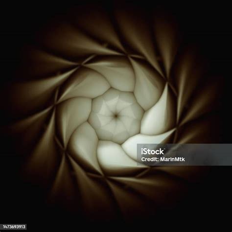 초현실적 인 3d 기계 산업용 터빈 항공기 제트 엔진 또는 그런 지와 흐릿한 효과와 빛 누출이있는 나선형 꼬인 모양의 꽃으로