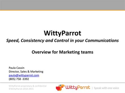 Wittyparrot Overview For Marketing Teams Ppt