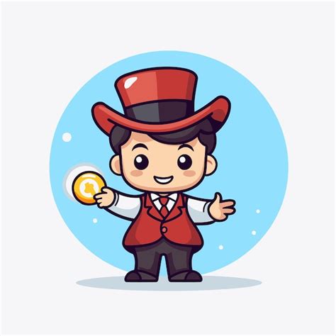 Premium Vector Cute Gentleman Holding Coin Cartoon Character Vector