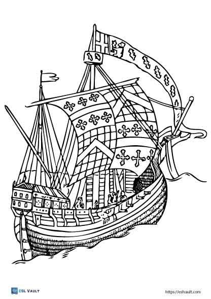 14 Free Ship Coloring Pages ESL Vault