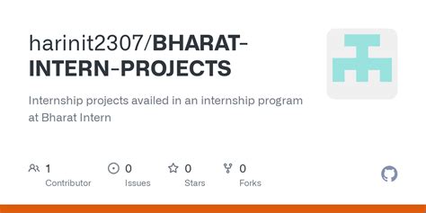 Github Harinit2307bharat Intern Projects Internship Projects Availed In An Internship