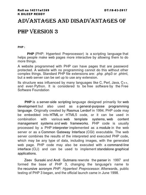 advantages and disadvantages of php pdf php information