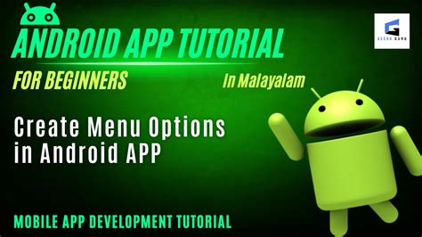 Part 9 Creating Menu Options In Your Android App Step By Step Guide Android App Tutorials