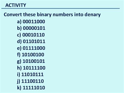activity convert binary to denary digits a 128