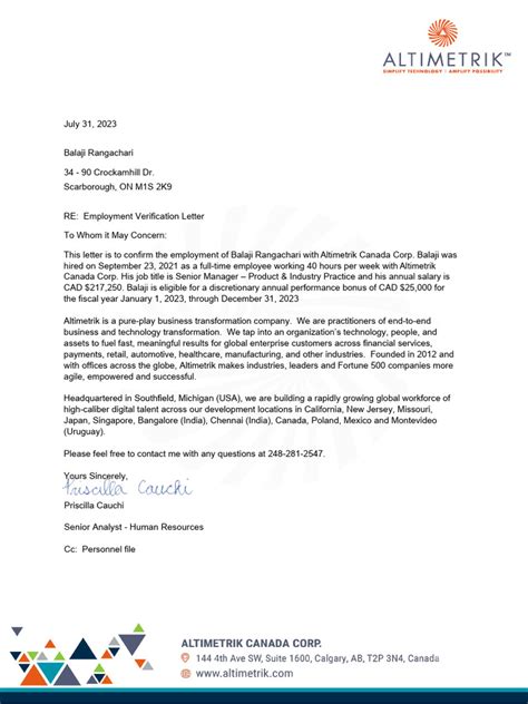 New Employment Verification Letter Balaji Rangachari Pdf