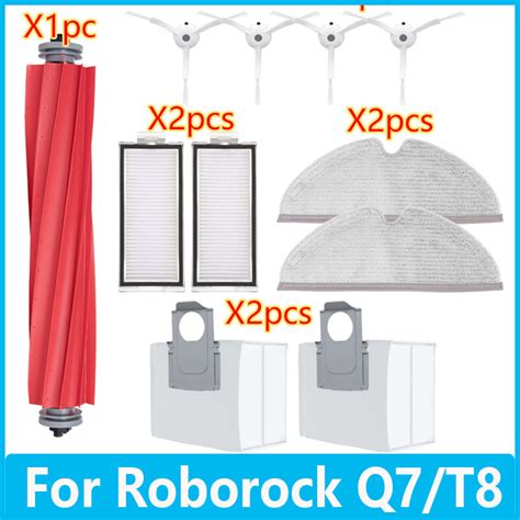 Roborock T8 Q7 용 헤파 필터 교체 로봇 진공 청소기 부품 메인 사이드 브러시 세척 가능한 걸레 천 액세서리 가전제품 부품