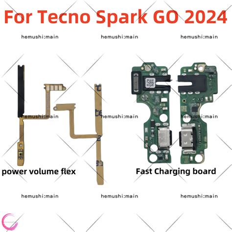สําหรับ Tecno Spark Go 2024 Bg6 Power Volume Flex ปุ่มสวิทช์ Usb Charger ชาร์จพอร์ตบอร์ดสาย