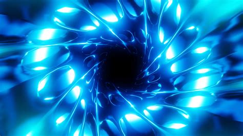 Blue Flashing Light On Futuristic Spiral Tunnel Vj Loop Background For Audio Visualization