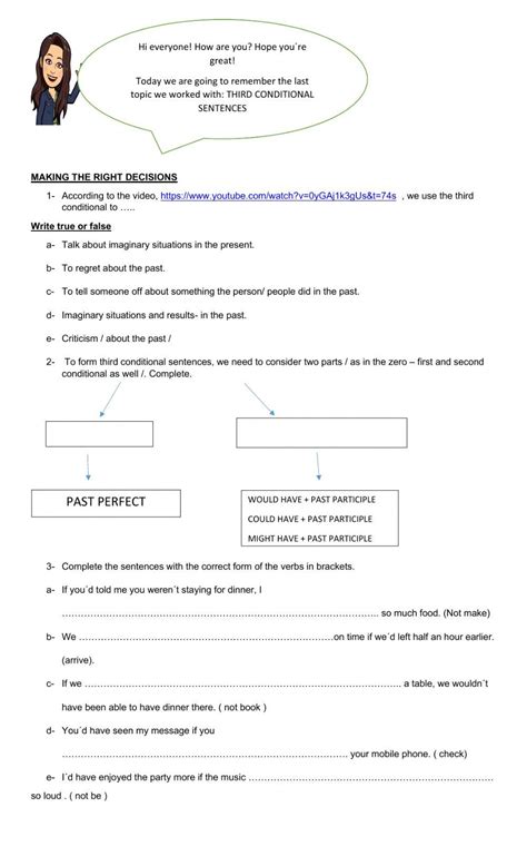 Third Conditional Sentences Worksheet Live Worksheets