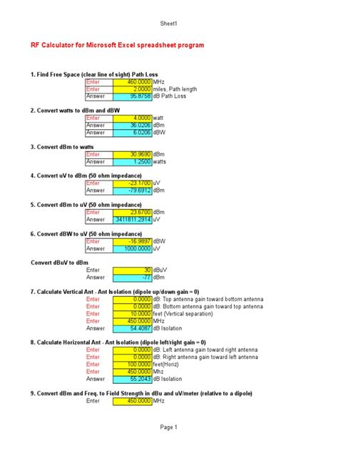 rf calculator for microsoft excel spreadsheet program enter enter