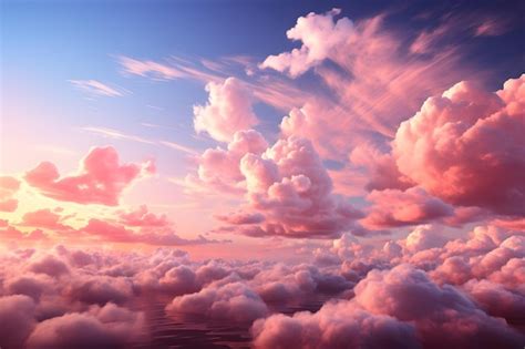 Premium Ai Image Pink Fluffy Clouds At Sunset