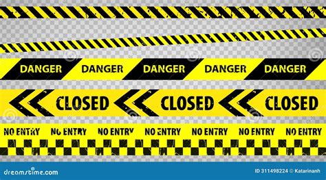Black And Yellow Police Stripe Border Construction Danger No Entry Closed Tapes Set Set Of